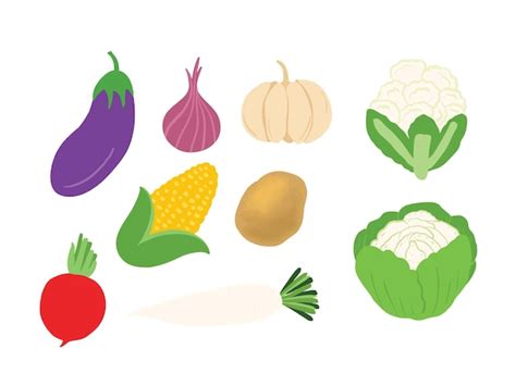 Conjunto de frutas y verduras ilustración vectorial Vector Premium