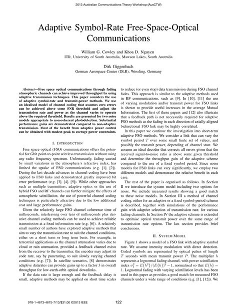 pdf adaptive symbol rate free space optical communications