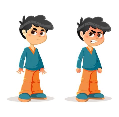 Expresiones De Chico Joven Enojado Molesto Vector Premium