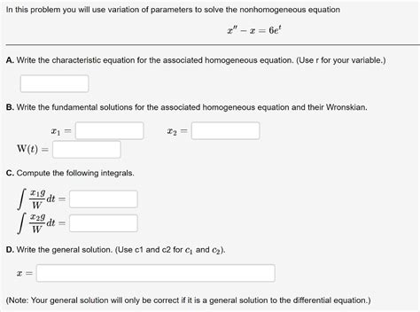 solved in this problem you will use variation of parameters