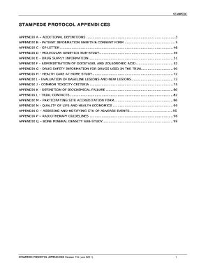 Fillable Online STAMPEDE PROTOCOL Appendices V70doc Fax Email Print