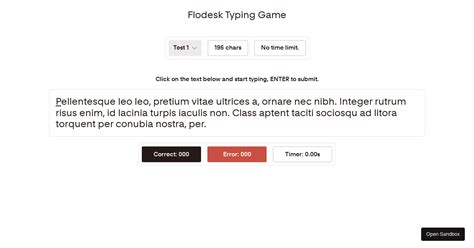 React Typing Game Hook Examples Codesandbox