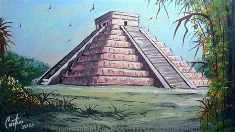 Acrylic Painting Tutorial Chichen Itza Mayan Temple Youtube