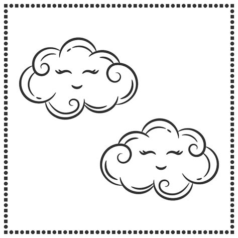 Croquis De Nuage De Dessin Mignon Imprimable à Colorier Vecteur Premium