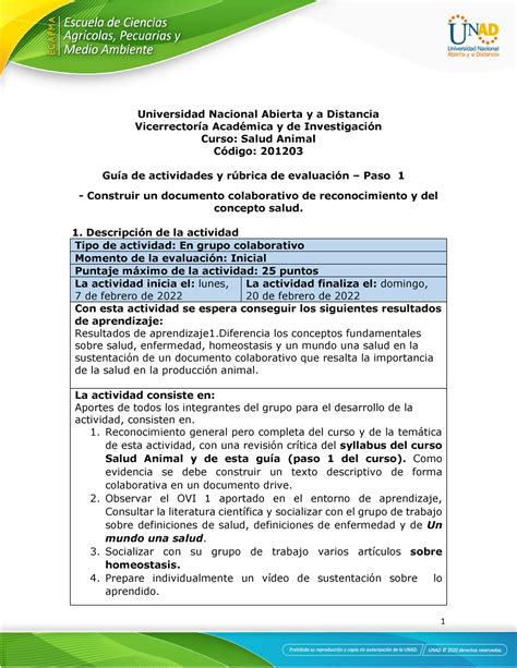 Gu A De Actividades Y R Brica De Evaluaci N Unidad Paso
