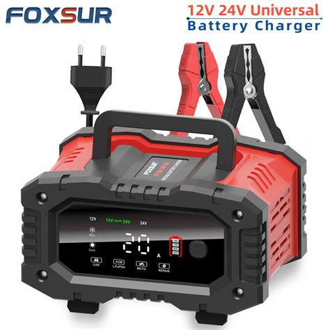 FOXSUR Portable 20A Car Battery Charger 12V 24V Automatic Motorcycle