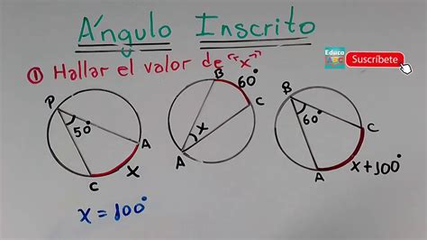 Ángulo inscrito en una circunferencia con ejemplos incluidos nivel