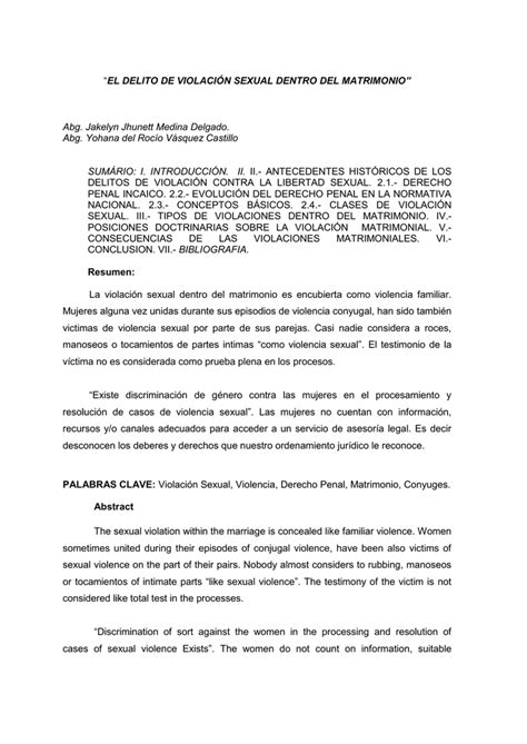EL DELITO DE VIOLACIÓN SEXUAL DENTRO DEL MATRIMONIO