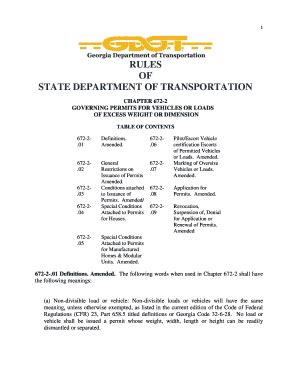 Fillable Online Dot Ga Rules Change May 2011 Legal Format Chapter