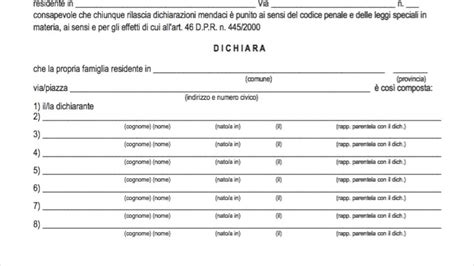 AUTOCERTIFICAZIONE STATO DI FAMIGLIA EDITABILE PDF