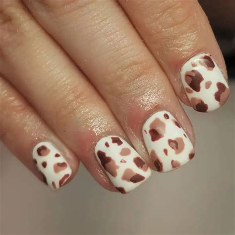 Trendy Brown Cow Print Nail Design Ideas For