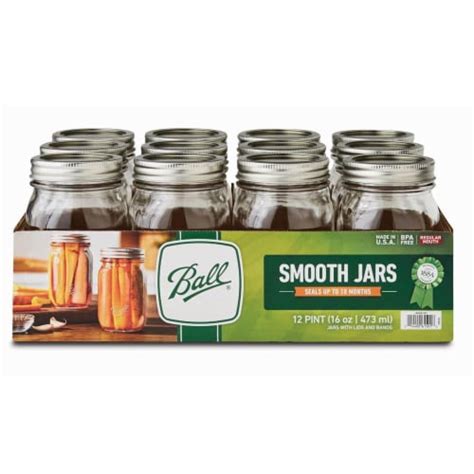 Ball Canning Jars Smooth Sided Regular Mouth 16 Oz Case Of 1 12