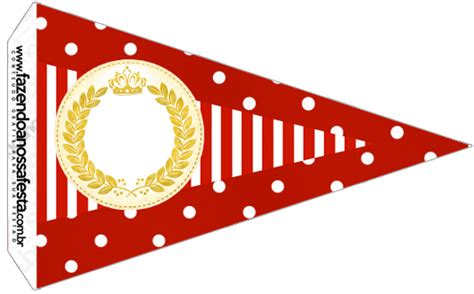 Bandeirinha Sanduiche 3 Realeza Vermelho Fazendo A Nossa Festa