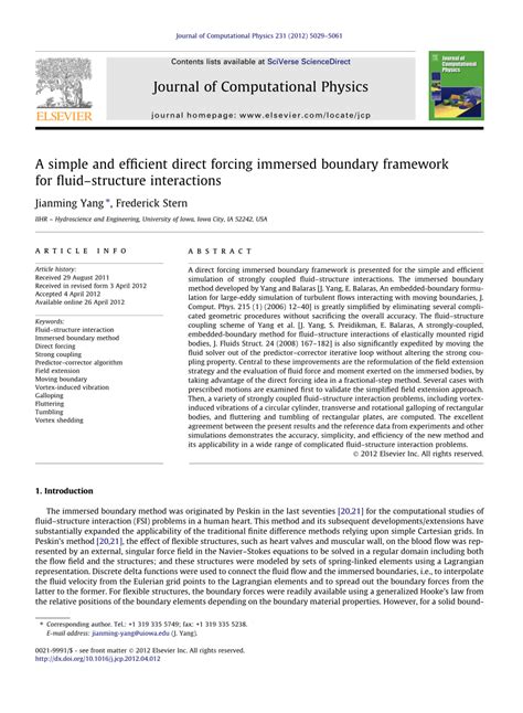 pdf a simple and efficient direct forcing immersed boundary framework for fluid structure