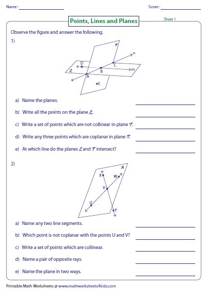 Worksheet 1 2 Points Lines And Planes Answer Key Geometry Askworksheet