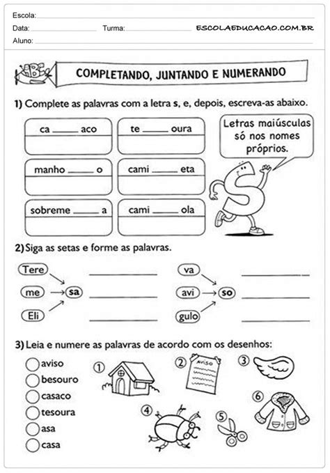 Atividades de Português 2º ano Para Imprimir Educação