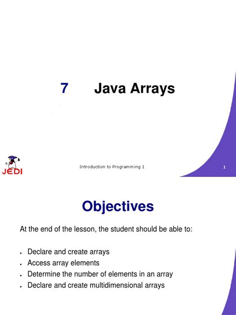 jedi slides intro1 chapter07 java arrays download free pdf array data structure