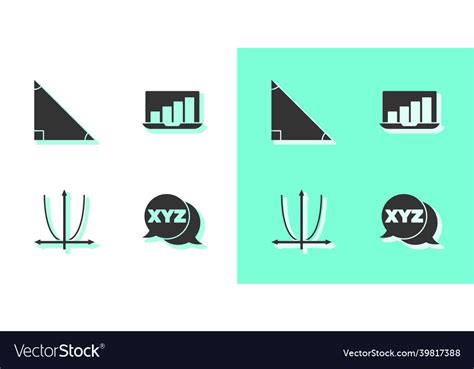 set xyz coordinate system triangle math graph vector image