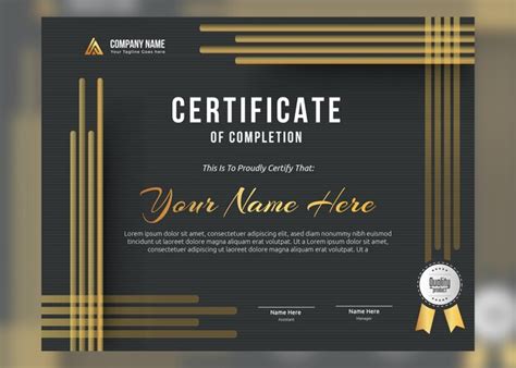 Diseño de plantilla de certificado de excelencia golden rays of