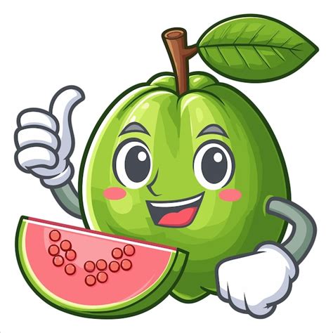 Lindo Personaje De La Fruta De Guayaba De Dibujos Animados Que Da Una