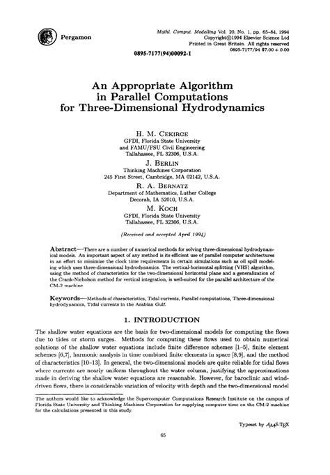 pdf an appropriate algorithm in parallel computations for three dimensional hydrodynamics