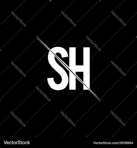 Sh Logo Monogram With Slash Style Design Template Vector Image