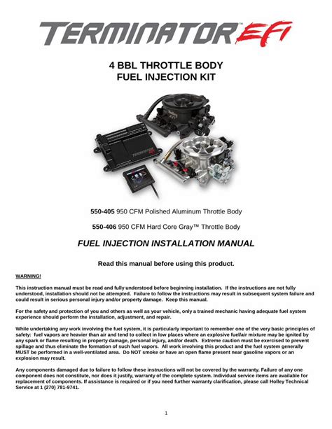 PDF 4 BBL THROTTLE BODY FUEL INJECTION KIT 1 4 BBL THROTTLE BODY