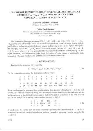 Classes Of Identities For The Generalized Fibonacci PDF