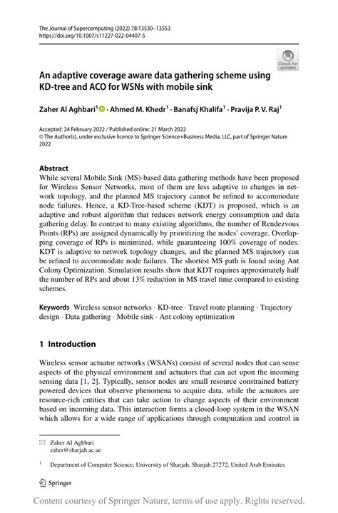 an adaptive coverage aware data gathering scheme using kd tree and aco for wsns with mobile sink
