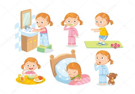Rutinas diarias para niños Vector de stock por olga1818 110338668