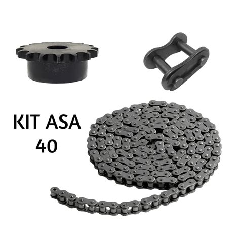Kit Asa 40 Completo Engrenagem Corrente Emenda Redução Máquinas e