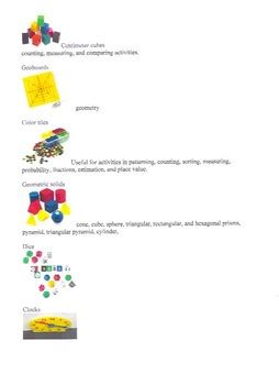 Resource Math Manipulatives Cheat Sheet By Lemons And Chopsticks