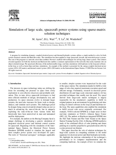 pdf simulation of large scale spacecraft power systems using sparse matrix solution