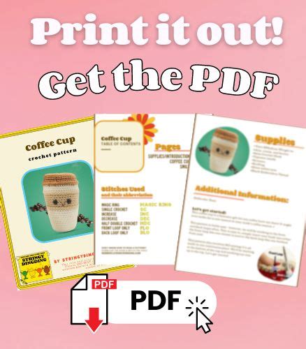 The Coffee Cup Crochet Pattern Is Shown With Instructions For How To