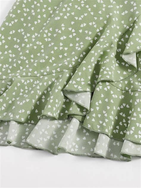 SHEIN WYWH cinto Plissado Bainha de Ruffle Embrulhar Coração