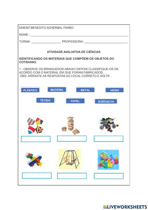 Identificando os materiais que compõe os objetos do cotidiano