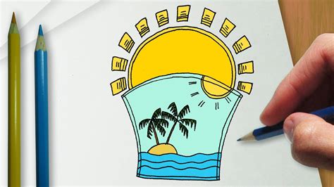 Como desenhar uma praia versão doodle YouTube