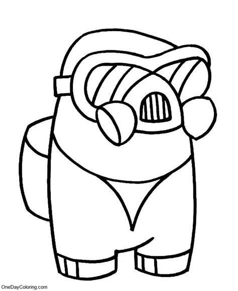 Astronaut Among Us In A Gas Mask Coloring Pages Among Us Coloring The