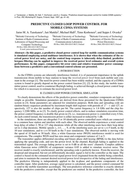 pdf predictive closed loop power control in cdma mobile systems