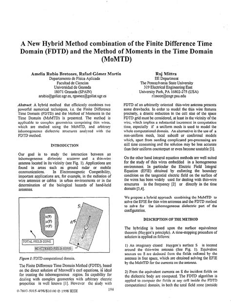 pdf a new hybrid method combination of the finite difference time domain fdtd and the method