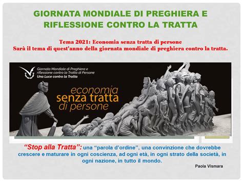 GIORNATA MONDIALE DI PREGHIERA E RIFLESSIONE CONTRO LA TRATTA