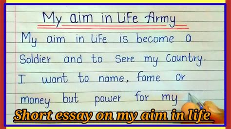 My Aim In Life Essay Short Essay On My Aim In Life Army In English