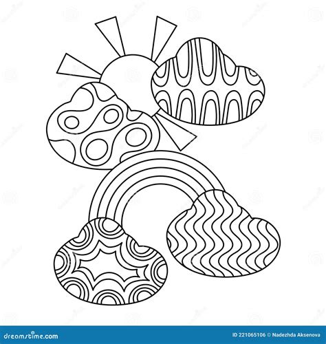 Livre De Coloriage Pour Enfants Nuages Arc En Ciel Illustration