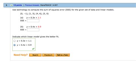solved use technology to compute the sum of squares error