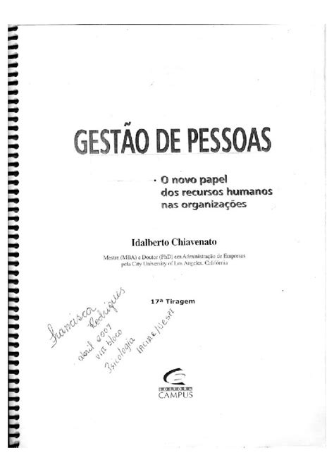 Gestão de Pessoas Idalberto Chiavenato PDFCOFFEE