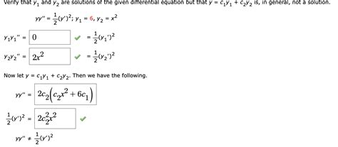 solved verify that y1 and y2 are solutions of the given