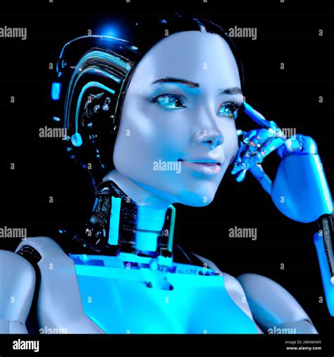 Cyber Girl Humanoid Robot With Artificial Intelligence Digital D