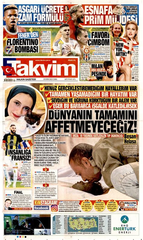 Takvim Gazetesi Takvim Manşet Oku Haberler 20 Ekim 2023