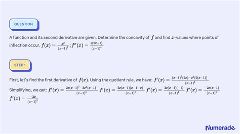 solved a function and its second derivative are given determine the concavity of f and find x