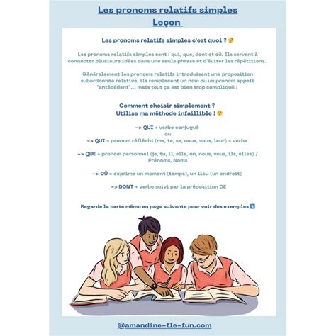 Fran Ais Les Pronoms Relatifs Simples